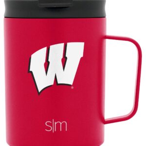 Simple Modern Officially Licensed Collegiate University of Wisconsin Coffee Mug with Lid | Gifts for Men Travel Thermos | 12oz Scout