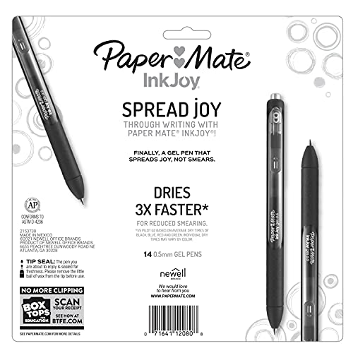 Paper Mate InkJoy Pens, Gel Pens, Fine Point (0.5 mm), Assorted, 14 Count