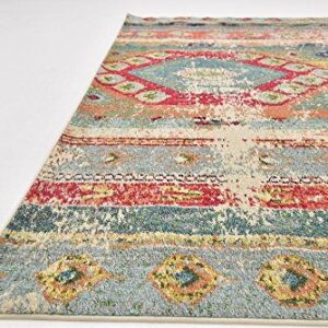 Unique Loom Sedona Collection Distressed, Southwester, Over-Dyed, Vintage Area Rug, 9' 0" x 12' 0", Blue/Beige