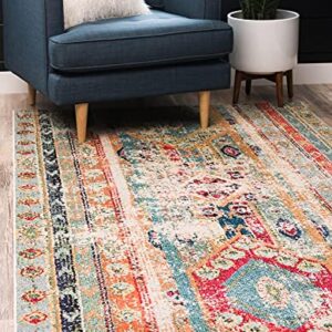 Unique Loom Sedona Collection Distressed, Southwester, Over-Dyed, Vintage Area Rug, 9' 0" x 12' 0", Blue/Beige