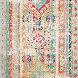 Unique Loom Sedona Collection Distressed, Southwester, Over-Dyed, Vintage Area Rug, 9' 0" x 12' 0", Blue/Beige