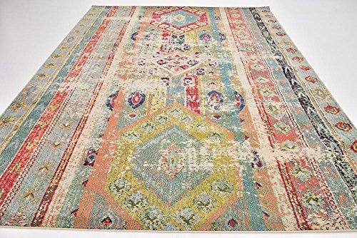 Unique Loom Sedona Collection Distressed, Southwester, Over-Dyed, Vintage Area Rug, 9' 0" x 12' 0", Blue/Beige