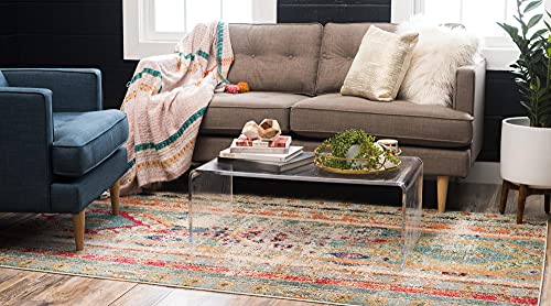 Unique Loom Sedona Collection Distressed, Southwester, Over-Dyed, Vintage Area Rug, 9' 0" x 12' 0", Blue/Beige