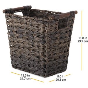 Whitmor Split Rattique Driftwood Brown Waste Basket