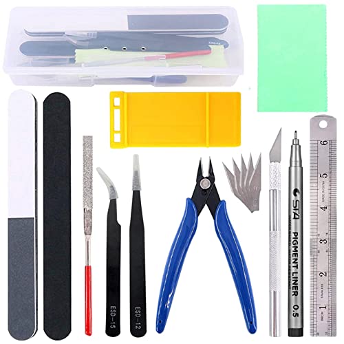 Esoca 16Pcs Gundam Tool Kit with Marker Hobby Building Tools Gundam Modeler Craft Set Gunpla Tool kit Model Hobby Tools for Basic Model Building, Repairing and Fixing