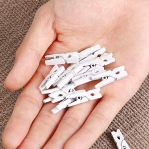 VORCOOL 100Pcs Mini Wooden Pegs Photo Paper Craft Clips Laundry Clothespins White