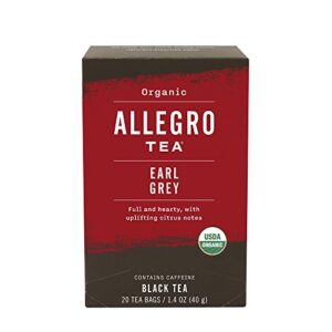 allegro tea organic earl grey tea bags, 20 count