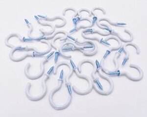 30 pack of vinyl coated screw-in ceiling hooks cup hooks (white)