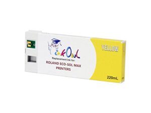 inkowl compatible ink cartridge replacement for roland eco-sol max printers esl3-ye (220ml, yellow) - usa-made ink