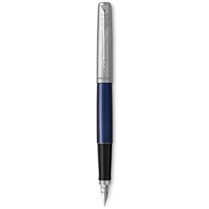 Parker Jotter Fountain Pen, Royal Blue Metal Body, Medium Point, Blue Ink, Includes Gift Box