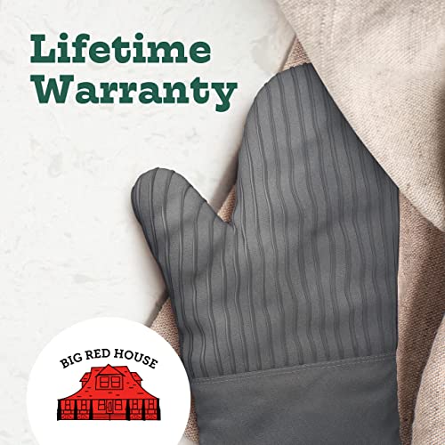 Big Red House Heat-Resistant Oven Mitts - Set of 2 Silicone Kitchen Oven Mitt Gloves, Grey