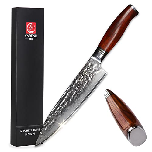 YARENH Chef Knife, 8 inch Professional Kitchen Knife,Sharp Damascus Stainless Steel Blade,73 Layers,High Carbon,Full Tang,Dalbergia Wood Handle,Gift Box Packaging,HTT-Series