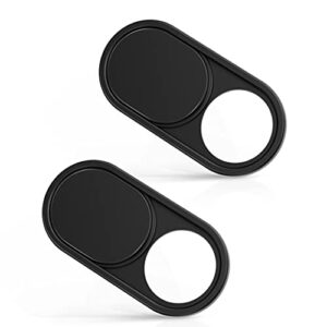 imluckies metal webcam cover slide, 0.023in camera cover for laptop computer, macbook pro/air imac ipad tablet iphone 8/7 plus, echo show/spot web camera blocker protect your privacy [2 pack black]