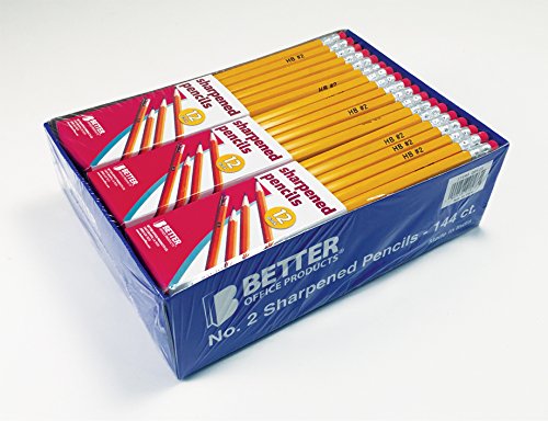 Better Office Products Pre-sharpened #2 Pencils, 144/box