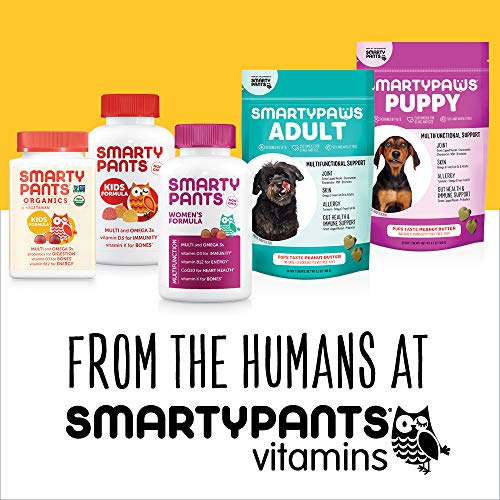 SmartyPants Dog Vitamins and Supplements, Senior Formula: Multivitamin with Glucosamine, Chondroitin, & Probiotics for Joint, Skin, & Gut Support, Peanut Butter Flavor, 60 Soft Chews by SmartyPaws