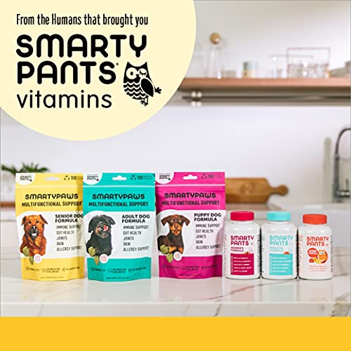 SmartyPants Dog Vitamins and Supplements, Senior Formula: Multivitamin with Glucosamine, Chondroitin, & Probiotics for Joint, Skin, & Gut Support, Peanut Butter Flavor, 60 Soft Chews by SmartyPaws