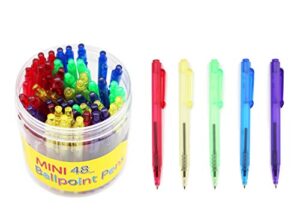 skkstationery 48 pcs mini ballpoint pens, 4" retractable ballpoint pens, 0.5mm, black ink.