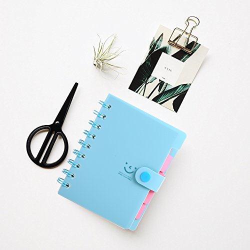 Pocket Spiral Journal Mini Notebook, Traveler Cute Diary, 5 Subject Planner, Ruled Small Writing Paper Hard Cover Notepad, Index Label, 100 Sheets, 5.1"×3.5" Smile Printed Memo Pad