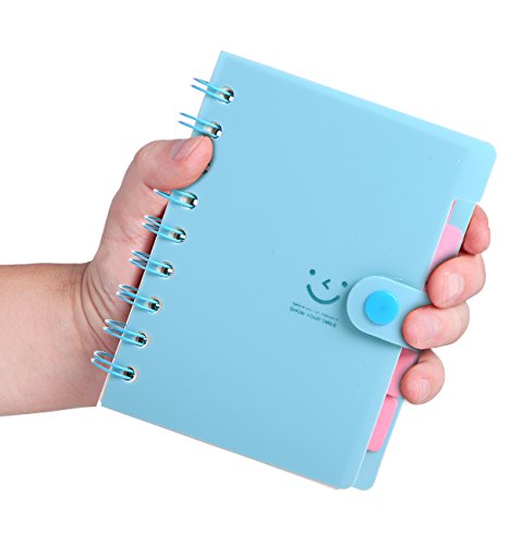 Pocket Spiral Journal Mini Notebook, Traveler Cute Diary, 5 Subject Planner, Ruled Small Writing Paper Hard Cover Notepad, Index Label, 100 Sheets, 5.1"×3.5" Smile Printed Memo Pad