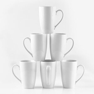 amuse- professional barista large cozy tall mug for coffee, tea or latte - set of 6-16 oz