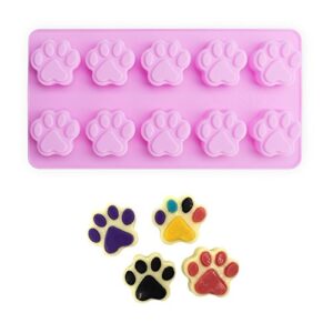 homEdge Puppy Dog Paw and Bone Silicone Molds, Non-Stick Food Grade Silicone Molds for Chocolate, Candy, Jelly, Ice Cube, Dog Treats (Puppy Paw Bone Set of 4PCS)