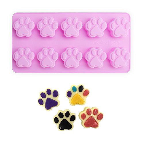 homEdge Puppy Dog Paw and Bone Silicone Molds, Non-Stick Food Grade Silicone Molds for Chocolate, Candy, Jelly, Ice Cube, Dog Treats (Puppy Paw Bone Set of 4PCS)