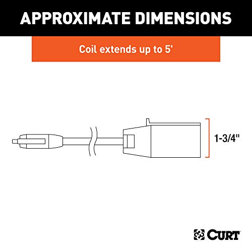 CURT 57281 5-Foot 7-Way RV Blade Vehicle-Side to 5-Way Flat Trailer Wiring Adapter Extension Harness