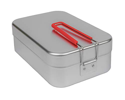 Trangia Mess Tin Reusable Sustainable Storage Container, Red Handle, Large