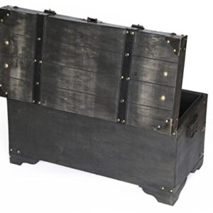 Vintiquewise Distressed Black Medium Wooden Storage Trunk