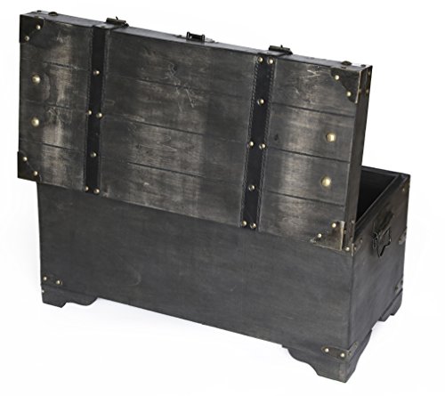 Vintiquewise Distressed Black Medium Wooden Storage Trunk