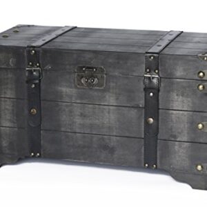 Vintiquewise Distressed Black Medium Wooden Storage Trunk