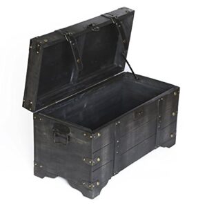 Vintiquewise Distressed Black Medium Wooden Storage Trunk