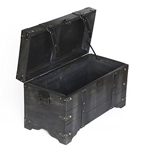 Vintiquewise Distressed Black Medium Wooden Storage Trunk