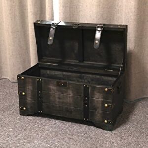 Vintiquewise Distressed Black Medium Wooden Storage Trunk