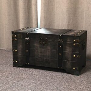 Vintiquewise Distressed Black Medium Wooden Storage Trunk