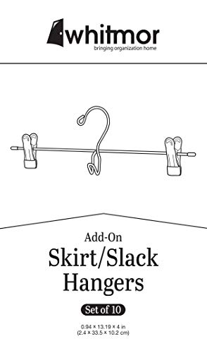 Whitmor Add Skirt/Slack Hanger, Set of 10, Chrome