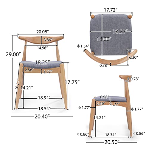 Christopher Knight Home Francie Fabric with Oak Finish Dining Chairs, 2-Pcs Set, Grey / Oak