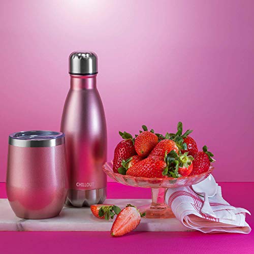 CHILLOUT LIFE 12 oz Stainless Steel Tumbler with Lid & Gift Box | Wine Tumbler Double Wall Vacuum Insulated Travel Tumbler Cup for Coffee, Wine, Cocktails, Ice Cream - Rose Gold Tumbler