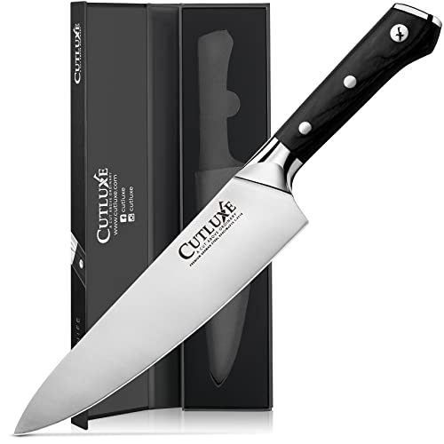 Cutluxe Chef Knife – Razor Sharp Kitchen Knife Forged from High Carbon German Steel – Ergonomic Handle & Full Tang Design – Artisan Series