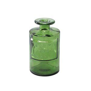 time concept valencia 100% recycled glass jar - siete, green - handcrafted flower vase, home centerpiece décor