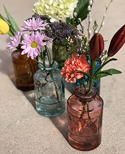 Time Concept Valencia 100% Recycled Glass Jar - Siete, Green - Handcrafted Flower Vase, Home Centerpiece Décor