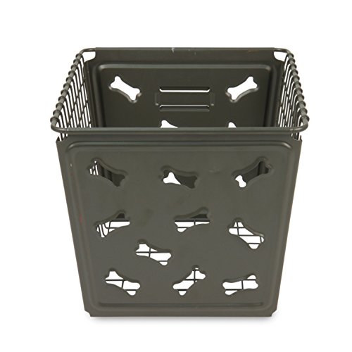 Spectrum Diversified Macklin Basket Steel Storage Bin Bone Design, Pet Accessory Organizer with Rust-Resistant Finish, Dog Toy Organization & Storage, Medium, Industrial Gray