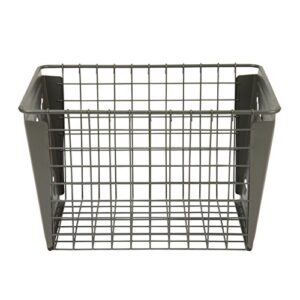 Spectrum Diversified Macklin Basket Steel Storage Bin Bone Design, Pet Accessory Organizer with Rust-Resistant Finish, Dog Toy Organization & Storage, Medium, Industrial Gray