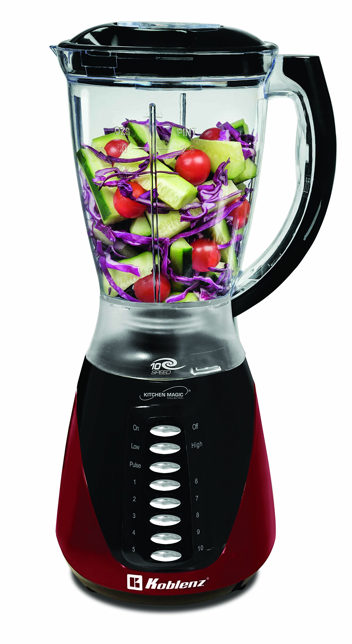 Koblenz LKM-4510 PR 1.5-Liter Kitchen Magic Collection 10 Speed and Pulse Plastic Jar Blender, One Size, Red