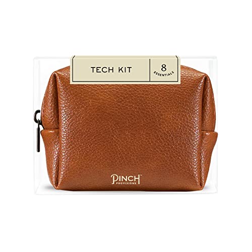 Pinch Provisions Tech Kit, Cognac Includes 8 Must-Have Emergency Essential Items for Techies, Tech Accessories, Ideal Gift for Work, Christmas & Birthdays, Portable Pouch