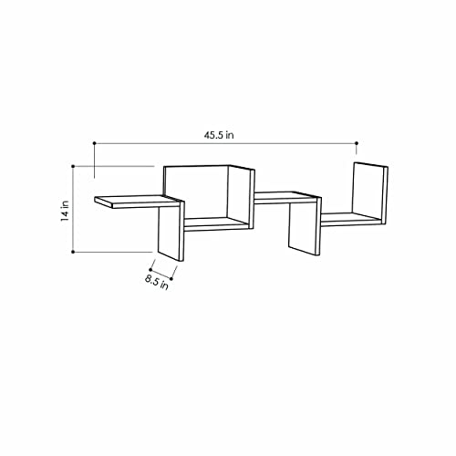 Ada Home Décor Watson Wall Shelf, 45.5'' x 14'' x 8.5'', Anthracite