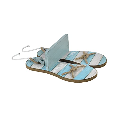 NIKKY HOME Beach Themed Flip Flop Sandal Decorative Wall Mounted Coat Hooks Towel Rack,14.96 x 3.62 x 9.96 Inches, Blue