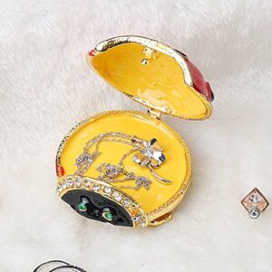 YU FENG Ladybug Figurine Trinket Box Hinged Crystals Jeweled Small Cute Animal Jewelry Boxes Collectible