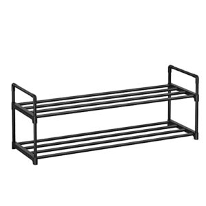 songmics shoe rack, 2 tier shoe organizer, metal shoe storage shelf for 10 pairs of shoes, easy to assemble, entryway, black ulsa12bk