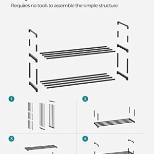 SONGMICS Shoe Rack, 2 Tier Shoe Organizer, Metal Shoe Storage Shelf for 10 Pairs of Shoes, Easy to Assemble, Entryway, Black ULSA12BK